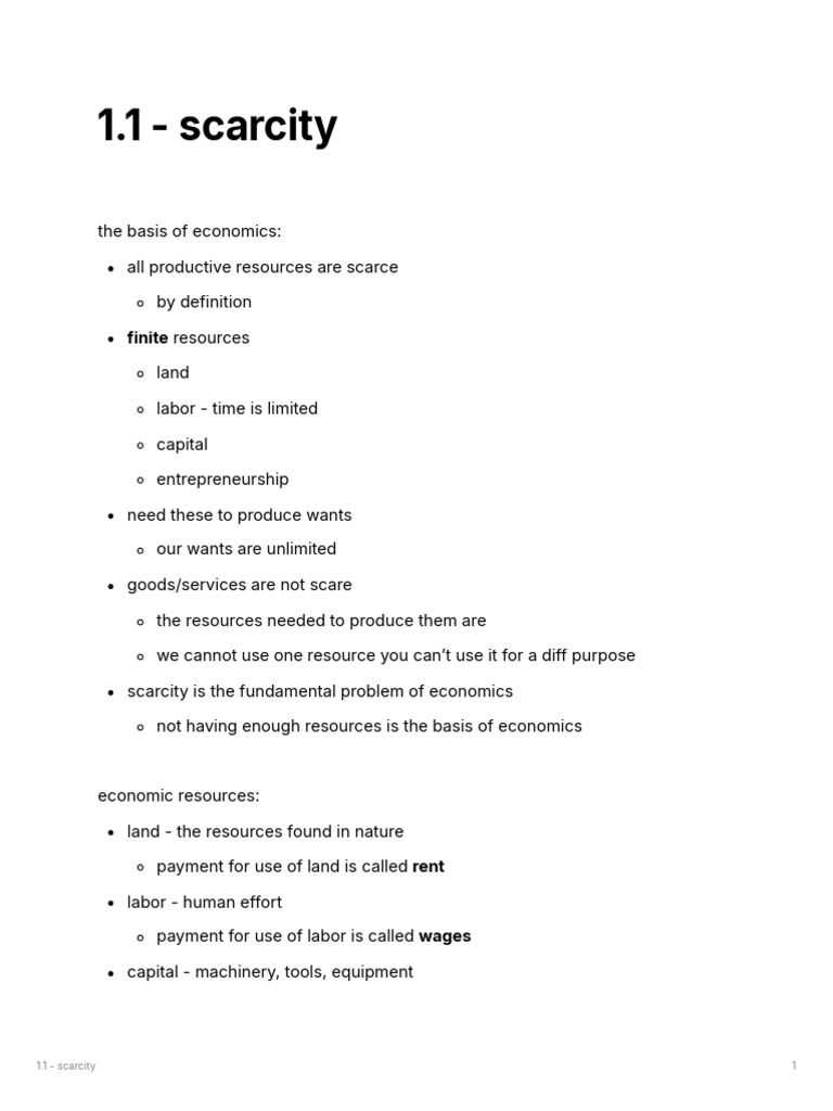 Economics 101: Understanding Scarcity | PDF