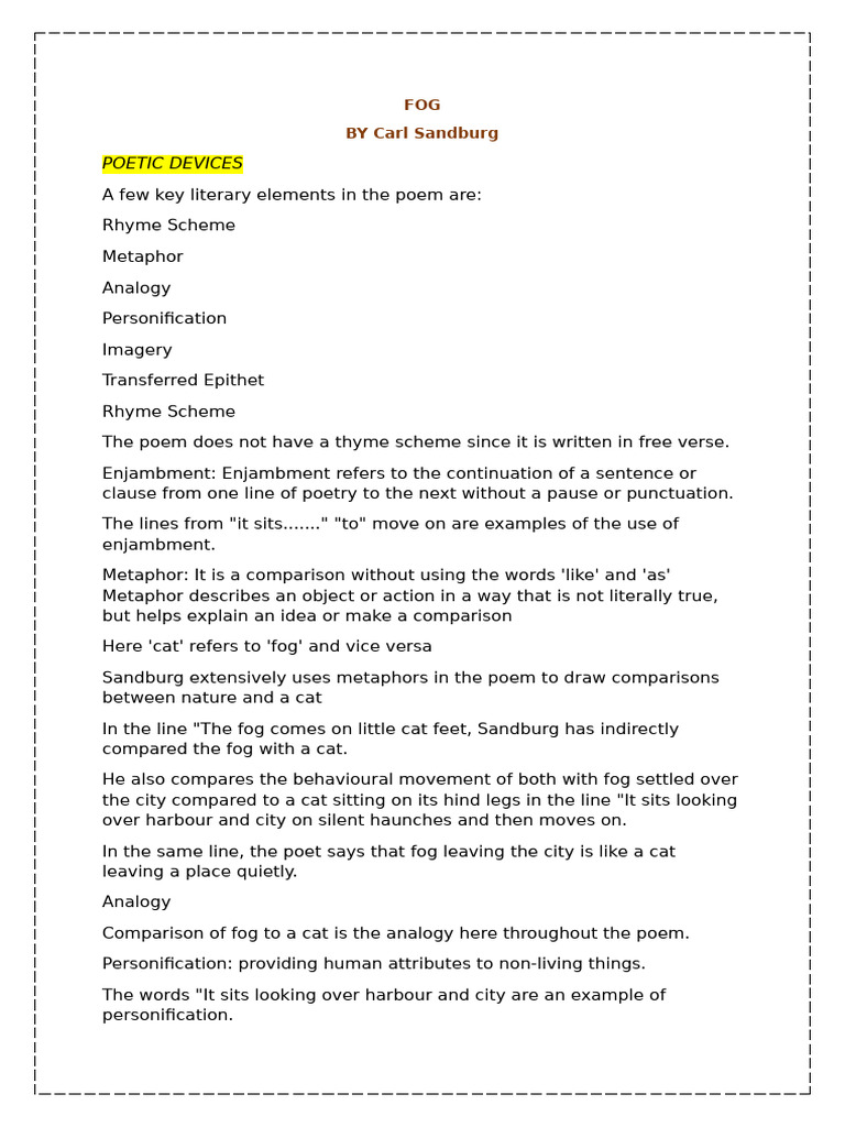 FOG | PDF | Poetry | Metaphor