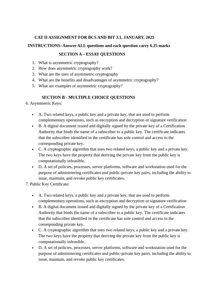 Asymmetric Cryptography Assignment Guide | PDF | Public Key Cryptography | Key (Cryptography)
