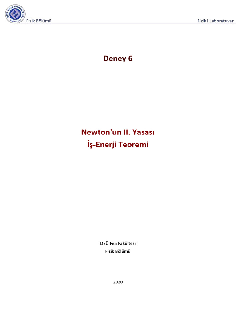 Deney_06_Föy_Newton un II.Yasası-İş-Enerji | PDF