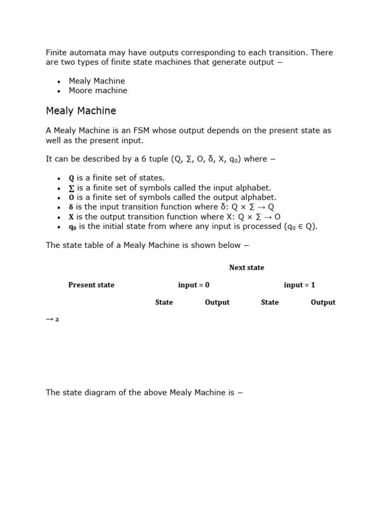 Moore_Melay machines | PDF | Theoretical Computer Science | Formalism (Deductive)
