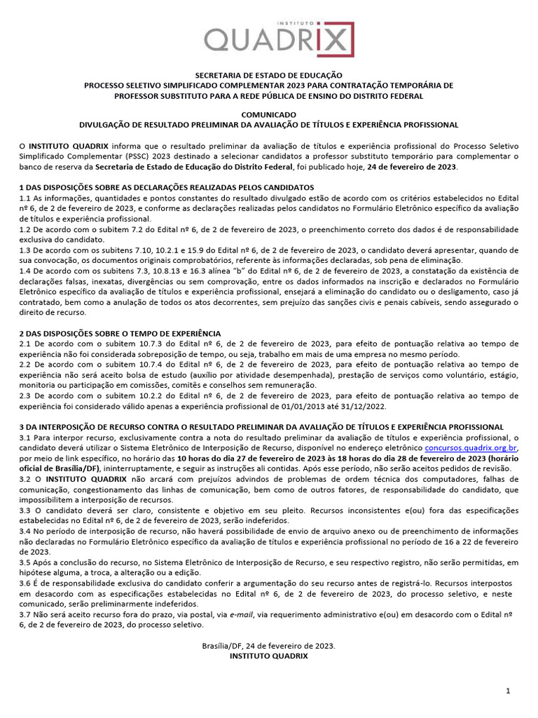 SEEDF_PSSC_2023_comunicado_24_02_2023 | PDF