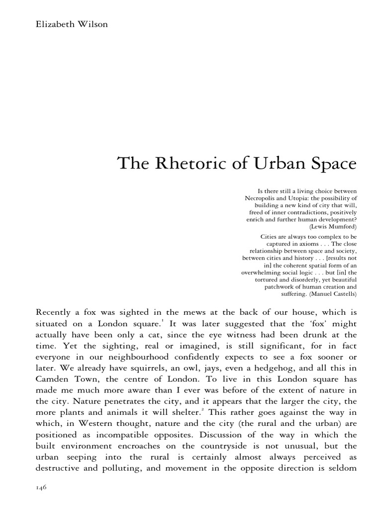 The Rhetoric of Urban Space by Elizabeth Wilson | PDF | Urban Sprawl ...