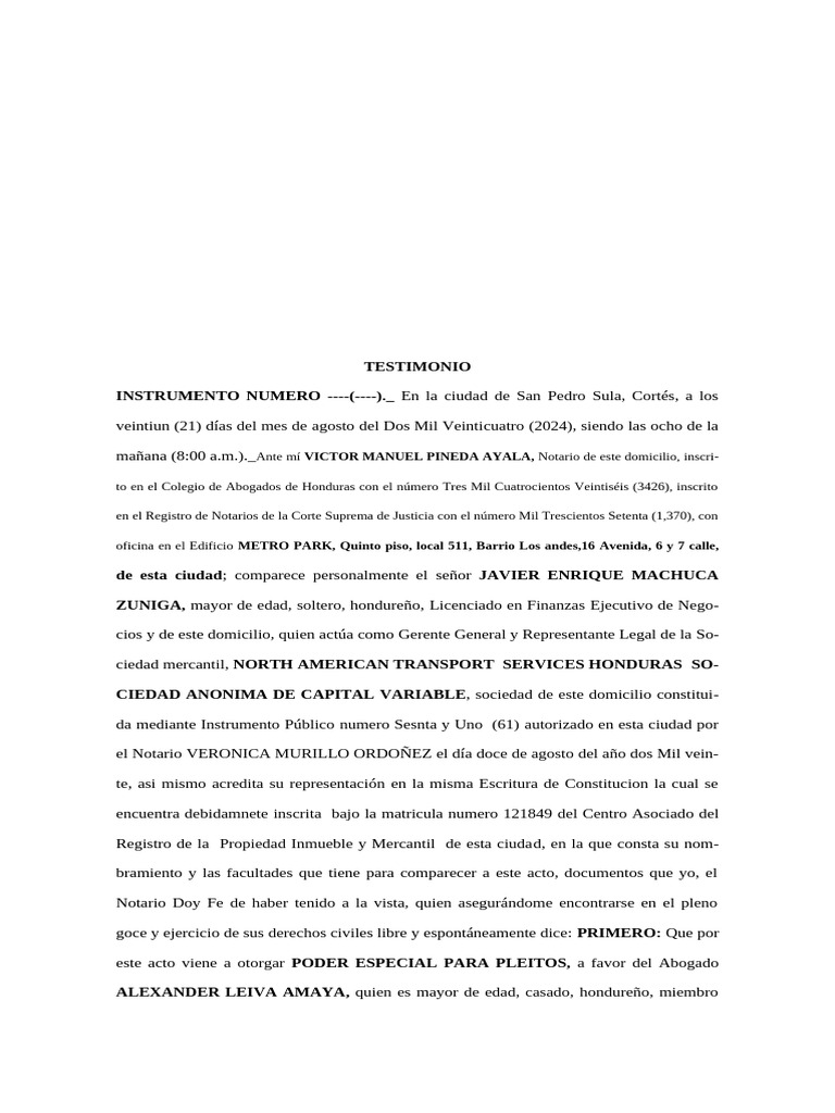 Poder Especial Notarial en Honduras | PDF | Gobierno | Justicia