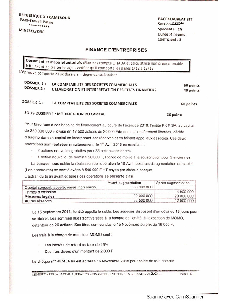 Fe - Bac CG - 2020 - Fna-1 | PDF