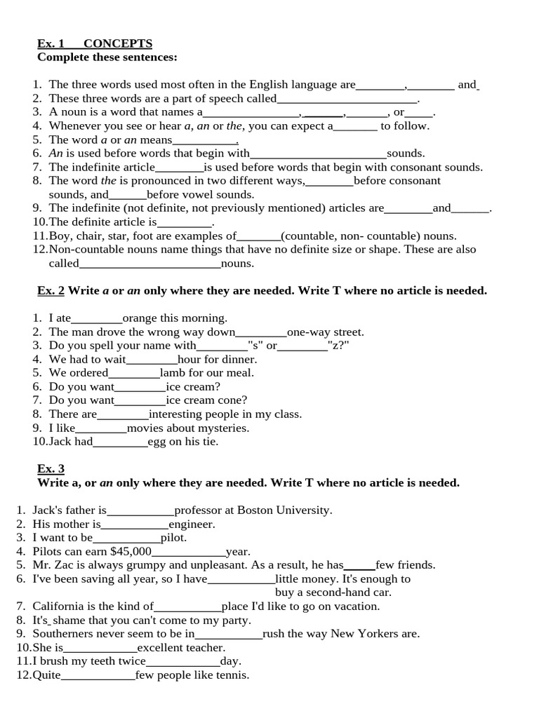 test - Articles (10 export) | PDF | Word | Noun