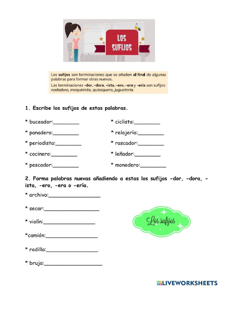 Fichas de Sufijos 2 | PDF
