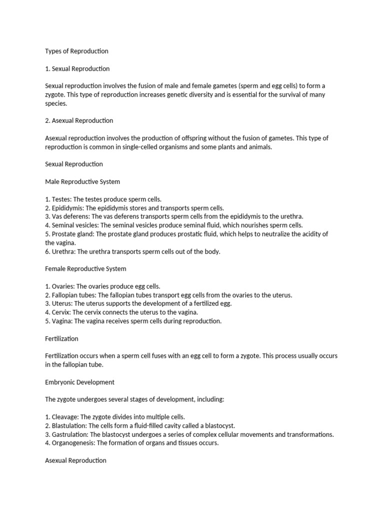 Types of Reproduction | PDF | Fertilisation | Sexual Reproduction