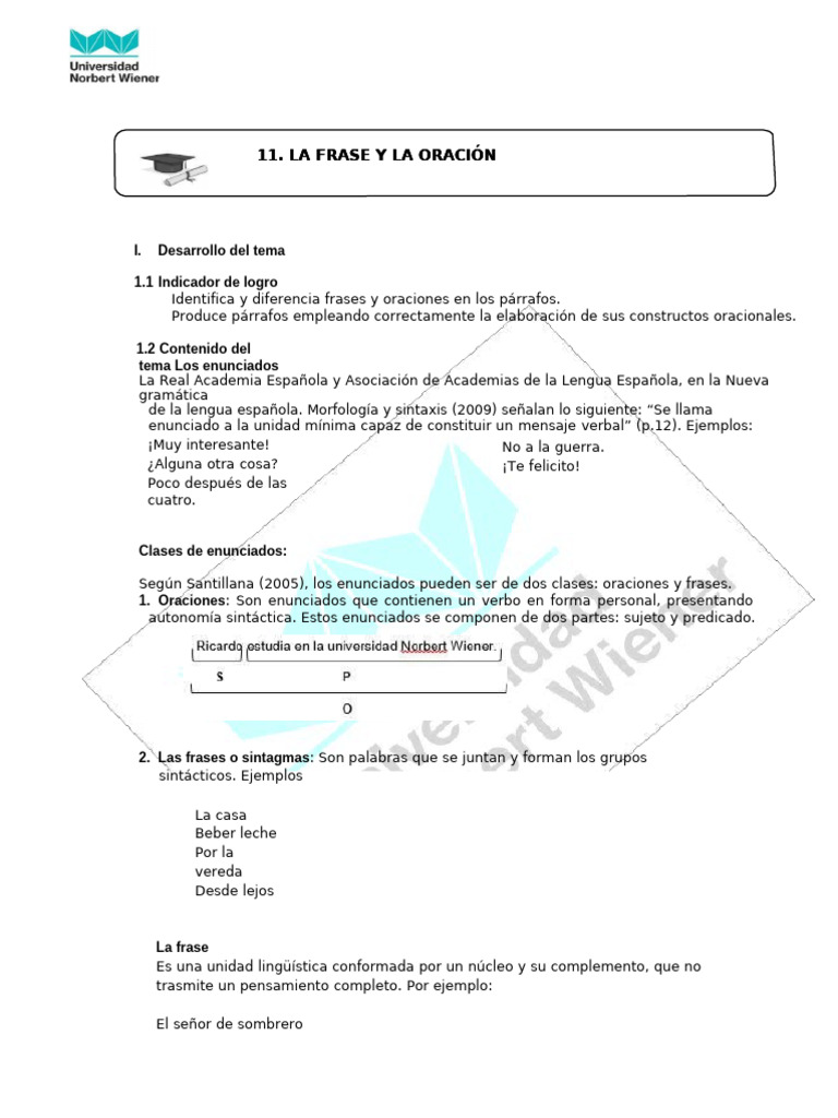 La Frase y La Oración | PDF | Oración (Lingüística) | Mecánica del lenguaje