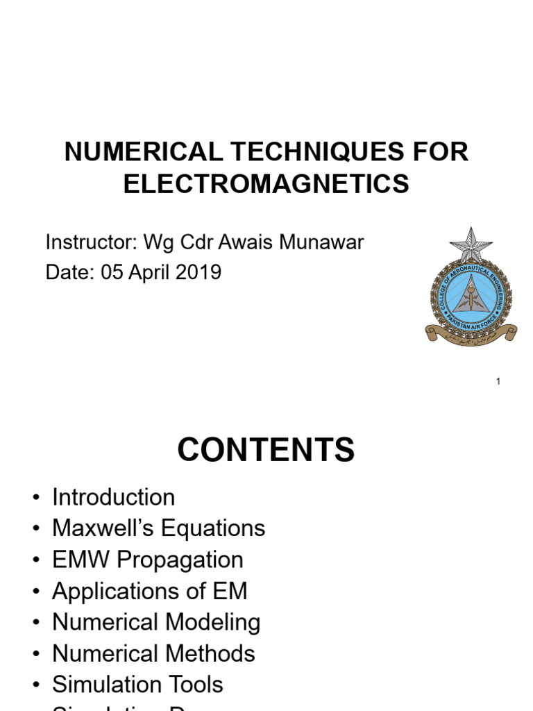 Numerical Techniques For EMs - Awais | PDF | Computational Electromagnetics | Waves