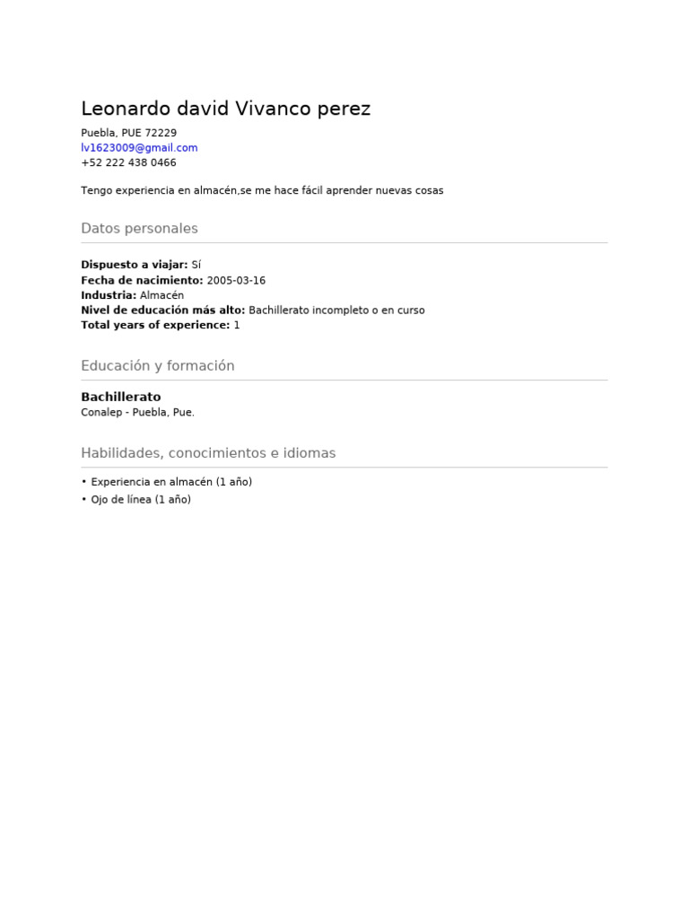 Leonardo David Vivanco Perez | PDF