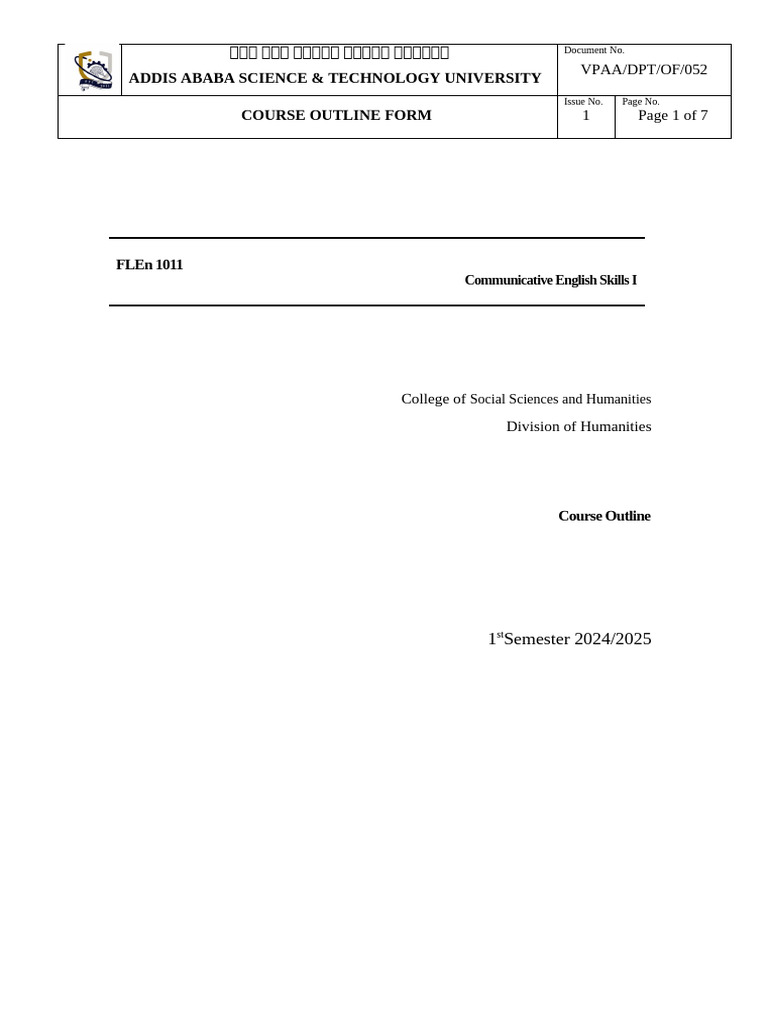 Standard Course Outline 2024 | PDF | Plagiarism | Academic Integrity