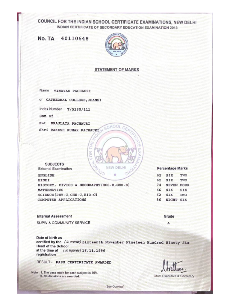 Council for the Indian School Certificate Examinations, New Delhi ...