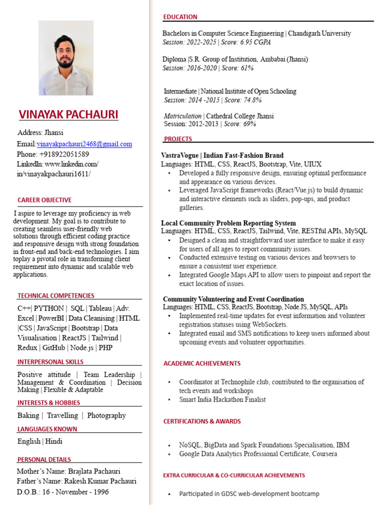 22BCS80107 - Vinayak Pachauri | PDF | Web Development | Software Engineering