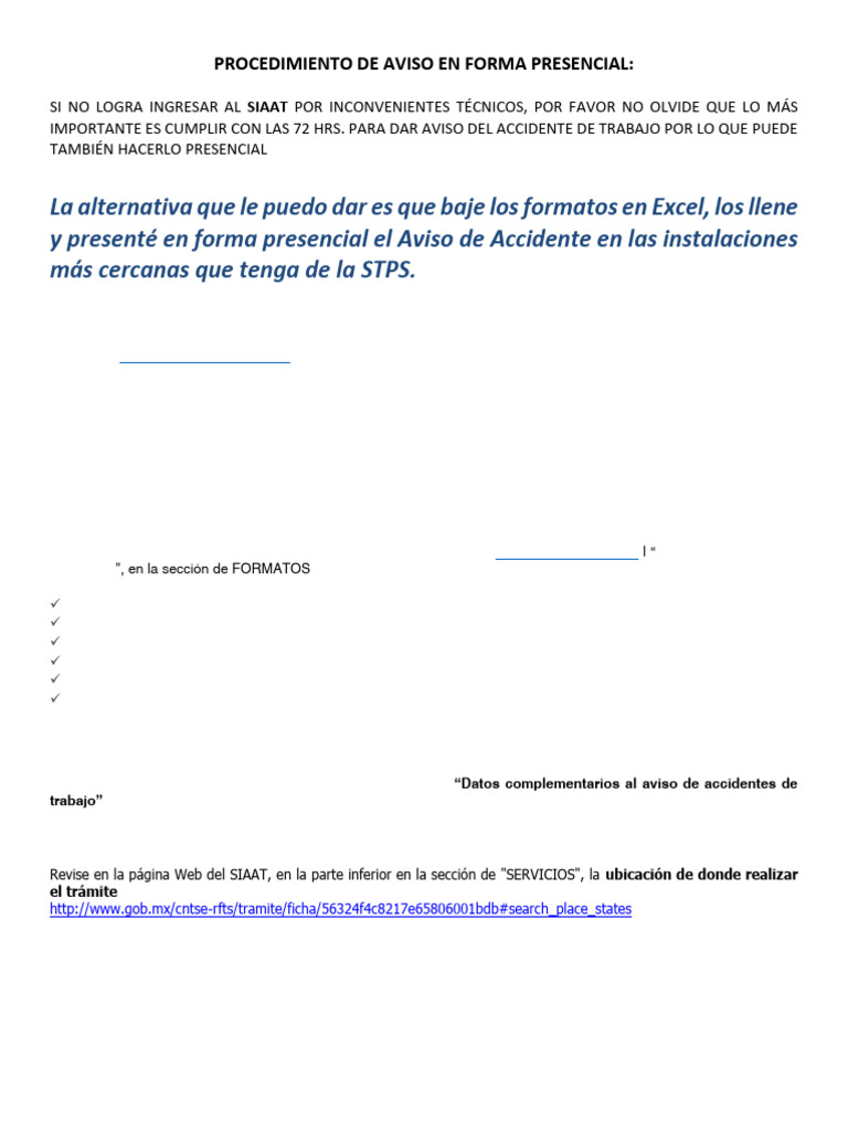 Aviso de Accidentes STPS: Procedimiento | PDF | explorador de Internet ...