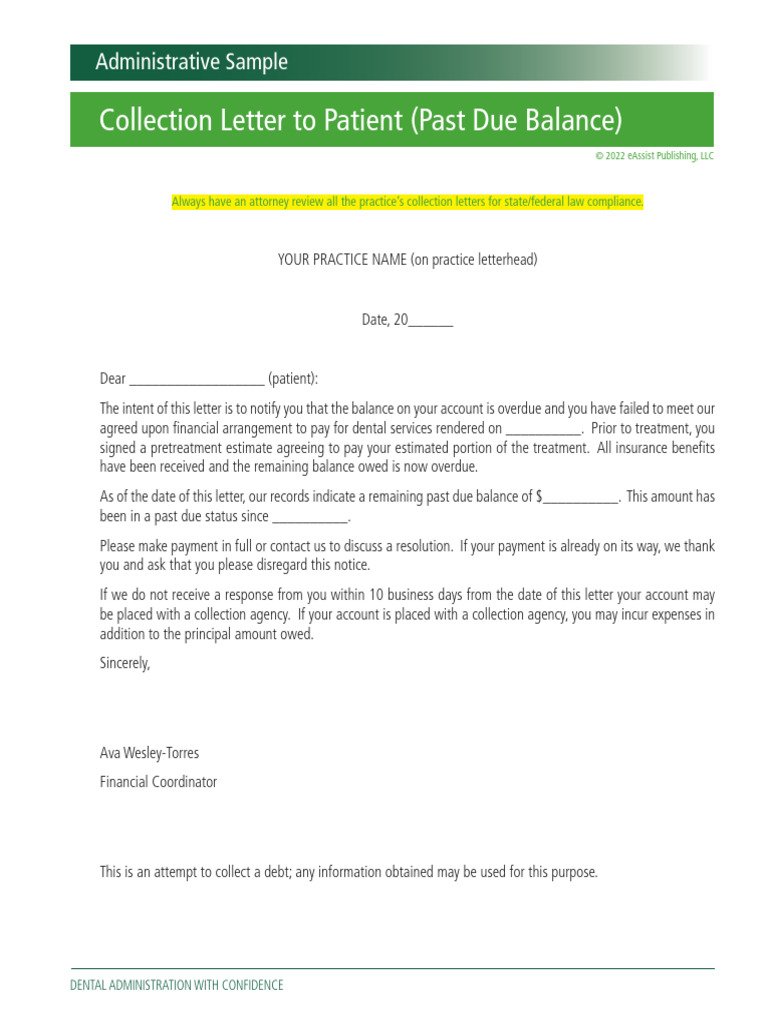 Collection Letterto Patient | PDF