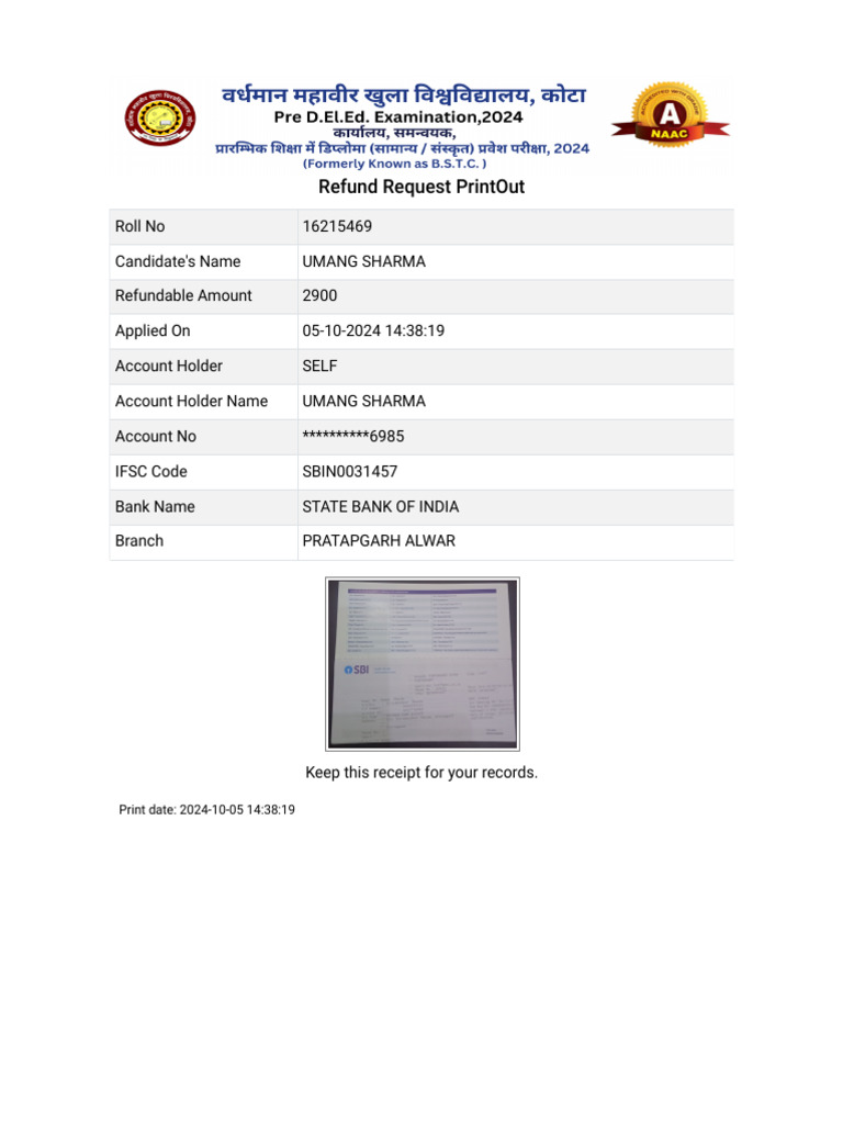 Pre Dled Refund Form | PDF