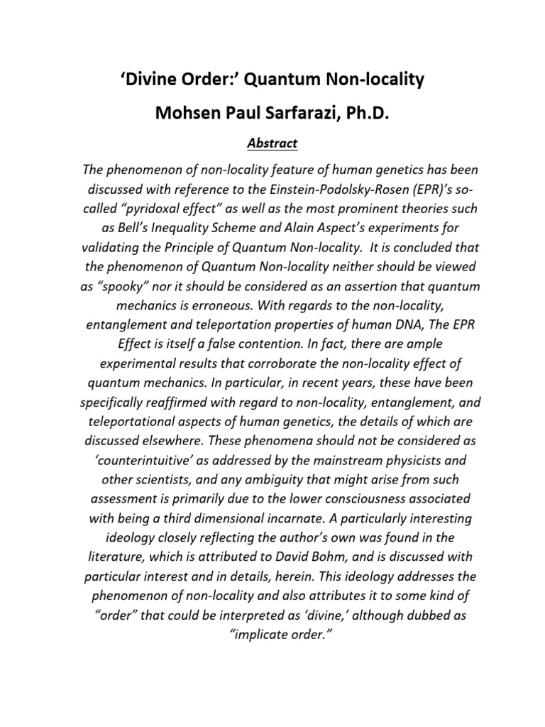 Quantum Non-locality & DNA Duality | PDF | Quantum Mechanics | Electron