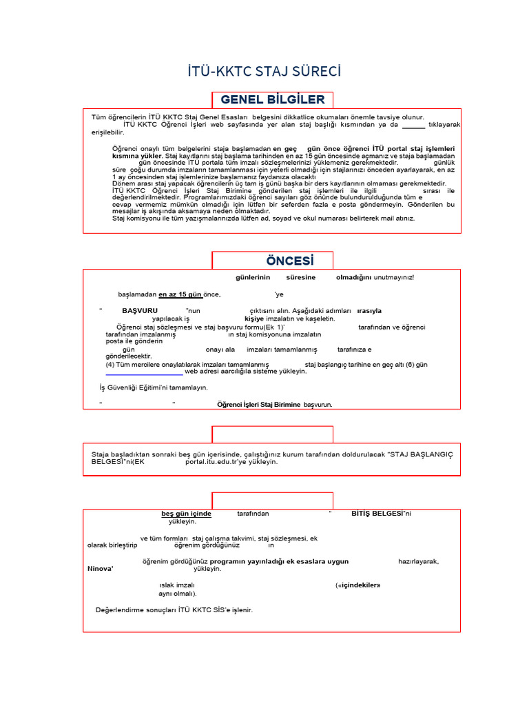 KKTC - Staj Sureci 2 | PDF