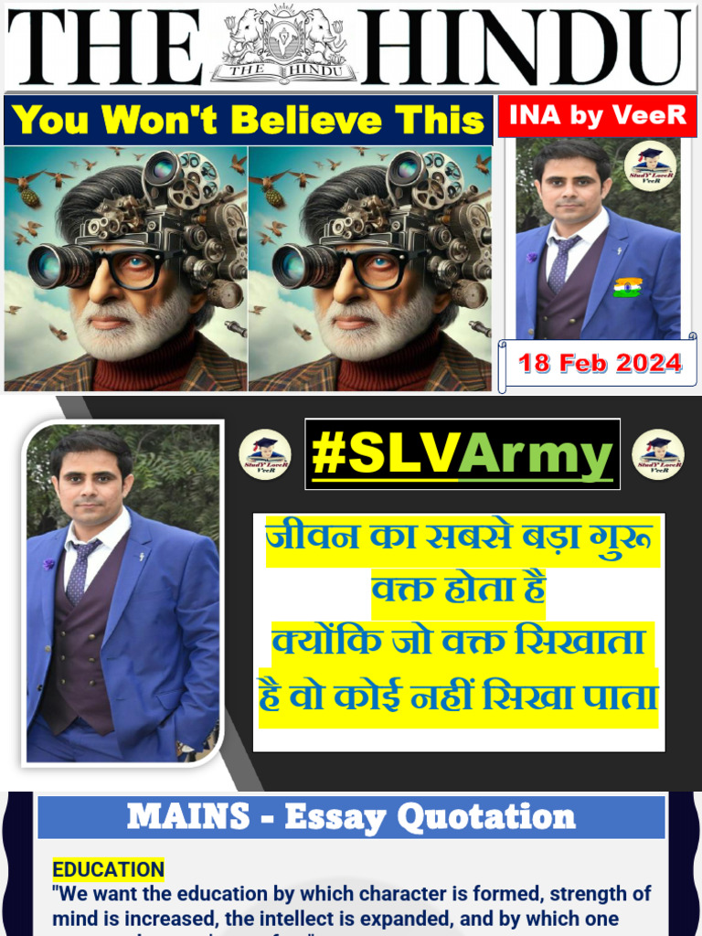 18 February 2024 -The Hindu and Nano Magazine by VeeR | PDF