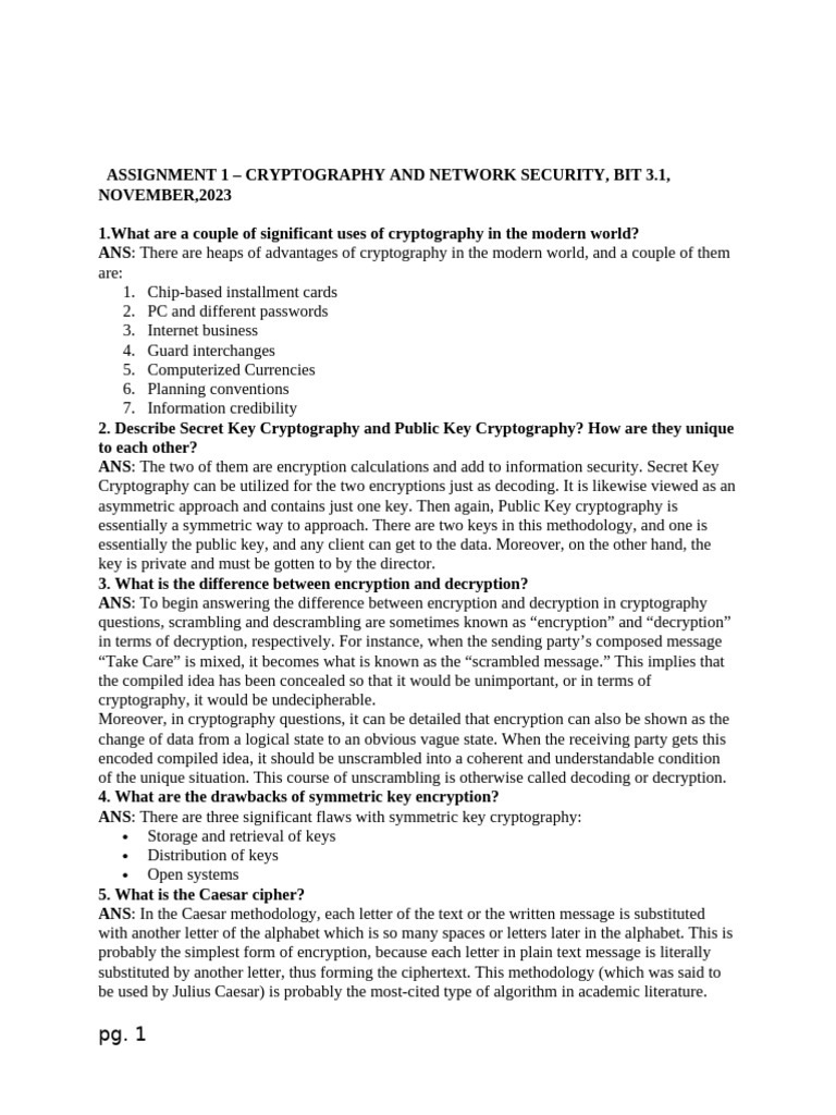 ASSIGNMENT CRYPTO BCS AND BIT 3.1 NOV. 2023M (2) | PDF | Encryption | Key (Cryptography)