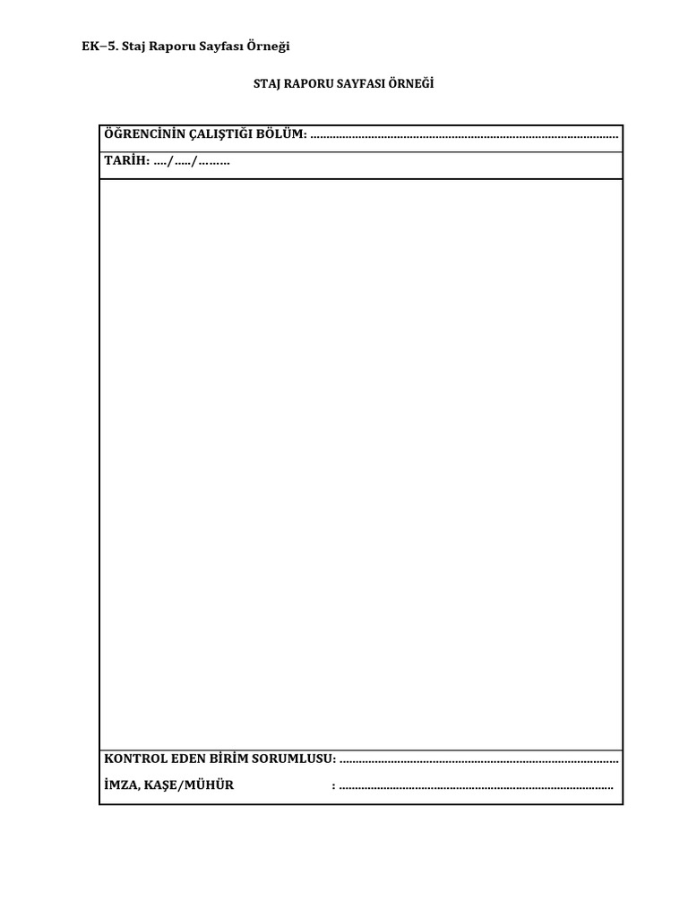 EK 5 - Staj Raporu Örneği | PDF