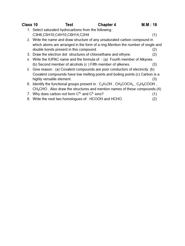 Test CH 4 Class 10 | PDF