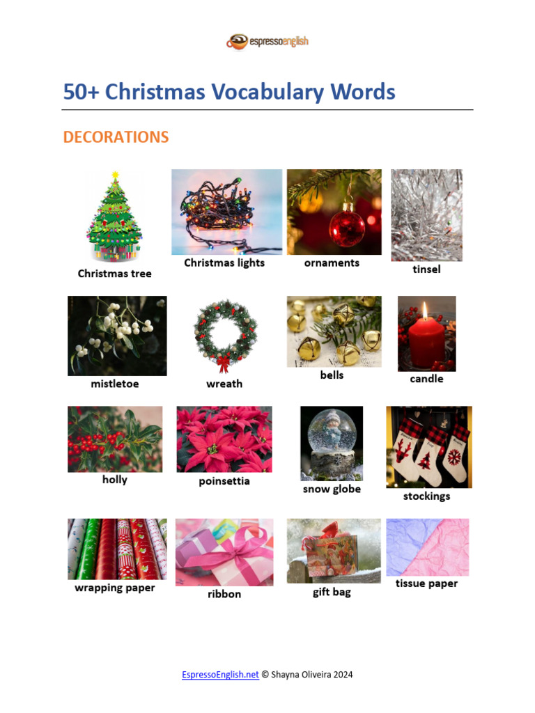 50 Christmas-Vocabulary | PDF | Christmas | Santa Claus