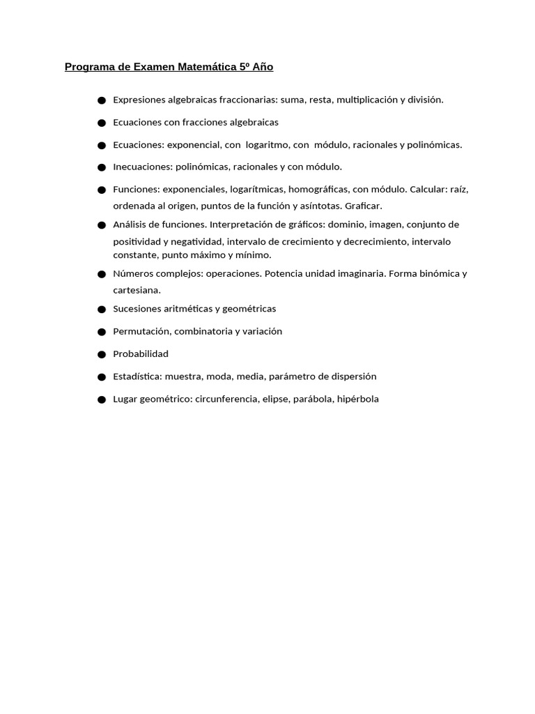 Programa de Examen | PDF