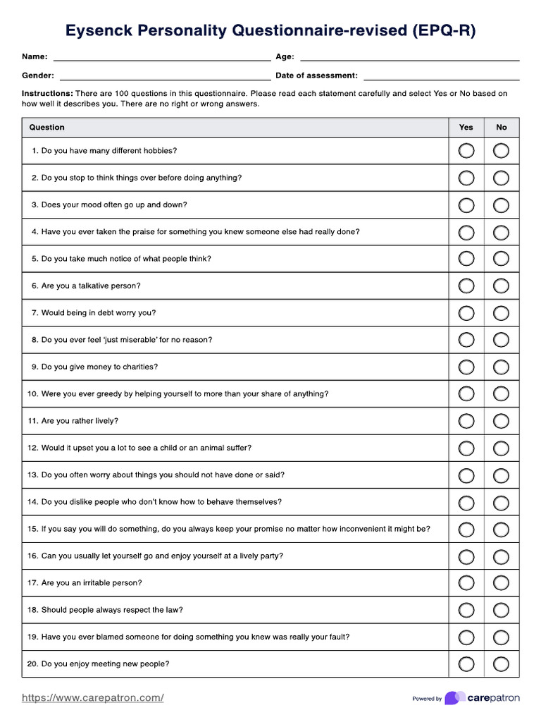 Eysenck Personality Questionnaire Revised Epq r 2 | PDF | Extraversion And Introversion | Psychology