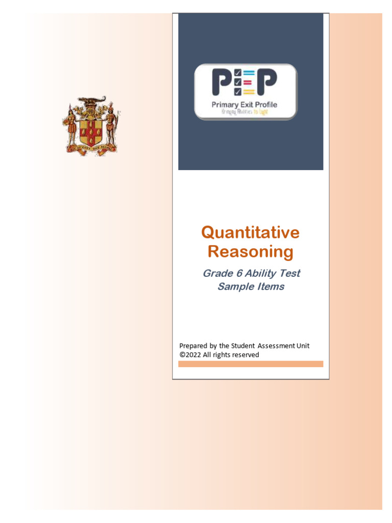 Grade 6 Quantitative Reasoning Ability Test Sample Test Booklet 2022 ...