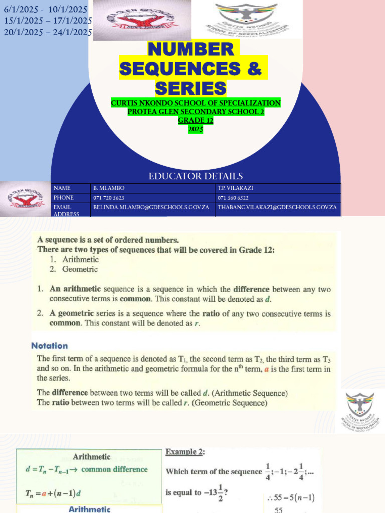 Grade 12 Sequences & Series Guide | PDF | Summation | Sequence