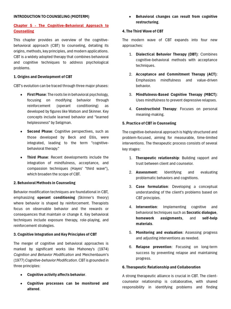 Itc Reviewer Midterm | PDF | Cognitive Behavioral Therapy | Psychotherapy Itc Reviewer Midterm | PDF | Cognitive Behavioral Therapy | Psychotherapy