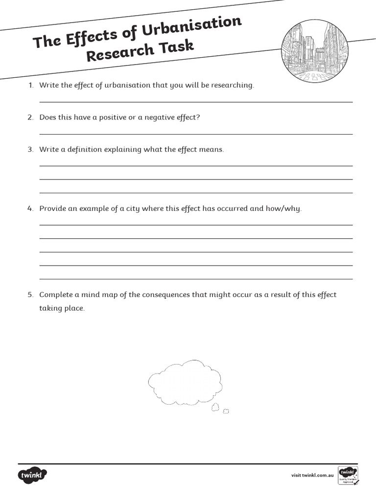 The Effects of Urbanisation Activity Sheet | PDF