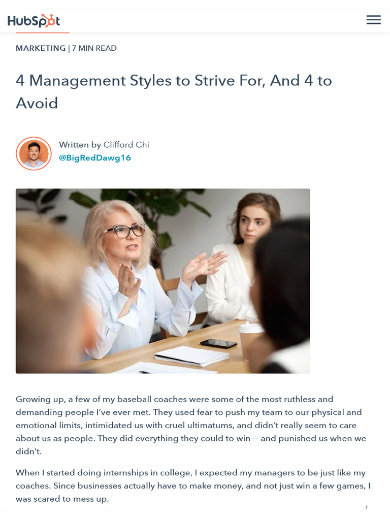 4 Management Styles to Strive for and 4 to Avoid | PDF | Motivation ...
