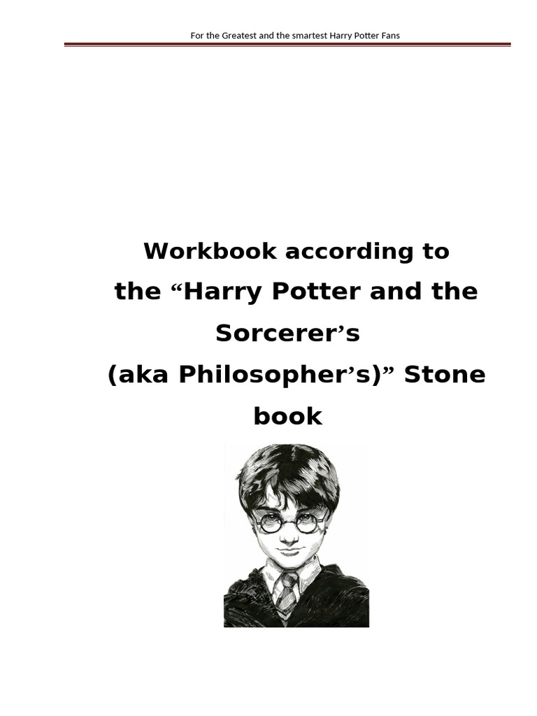 Harry Potter and The Sorcerers Stone Workbook Worksheet Templates ...