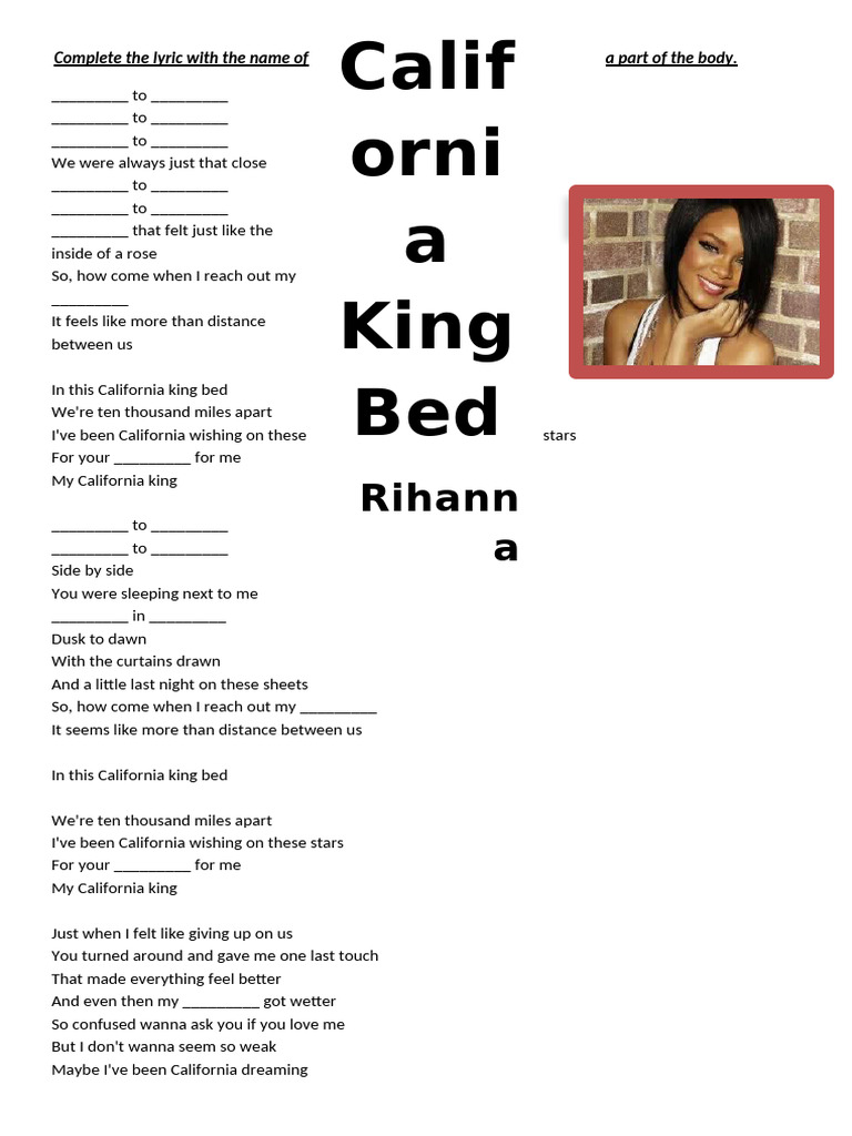 Body Parts in California King Bed Lyrics | PDF