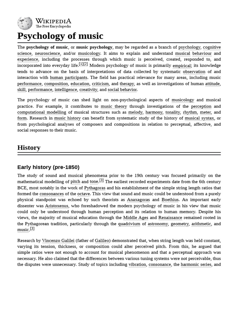 6-Psychology of Music | PDF | Neuroscience | Psychology