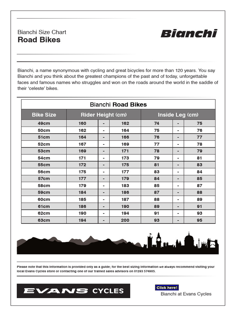 Bianchi Road Bike Sizing Chart | PDF | Sustainable Transport | Cycle Sport