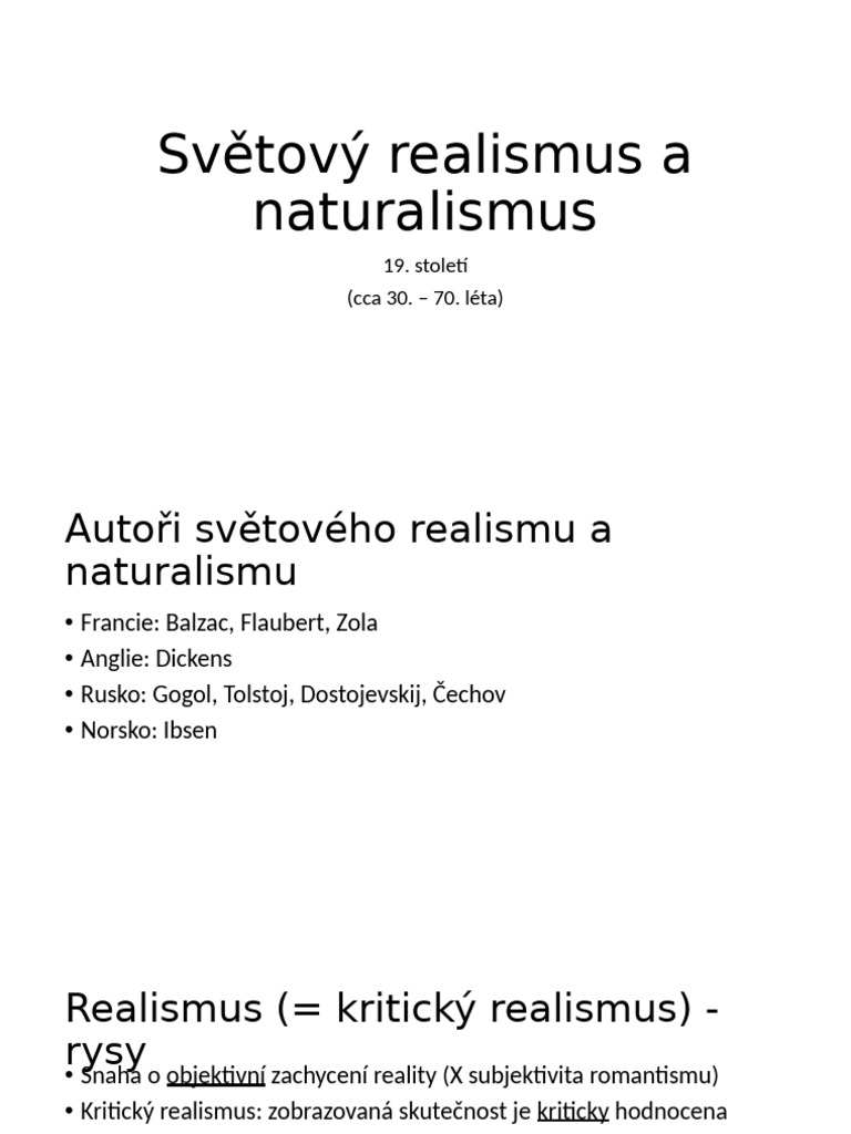 Realismus Prezentace | PDF