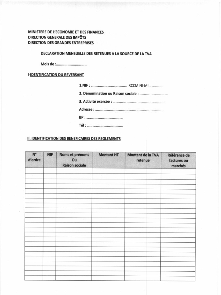 Déclaration Mensuelle Retenue À La Source | PDF