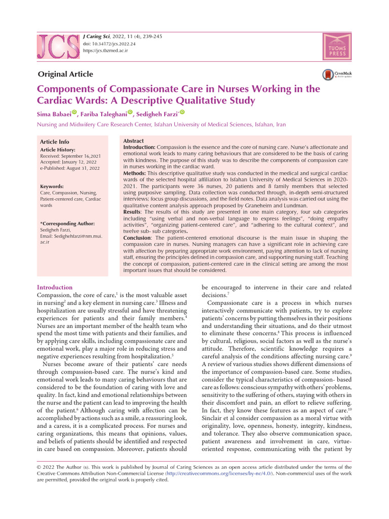 Components of Compassionate Nursing Care | PDF | Compassion | Nursing