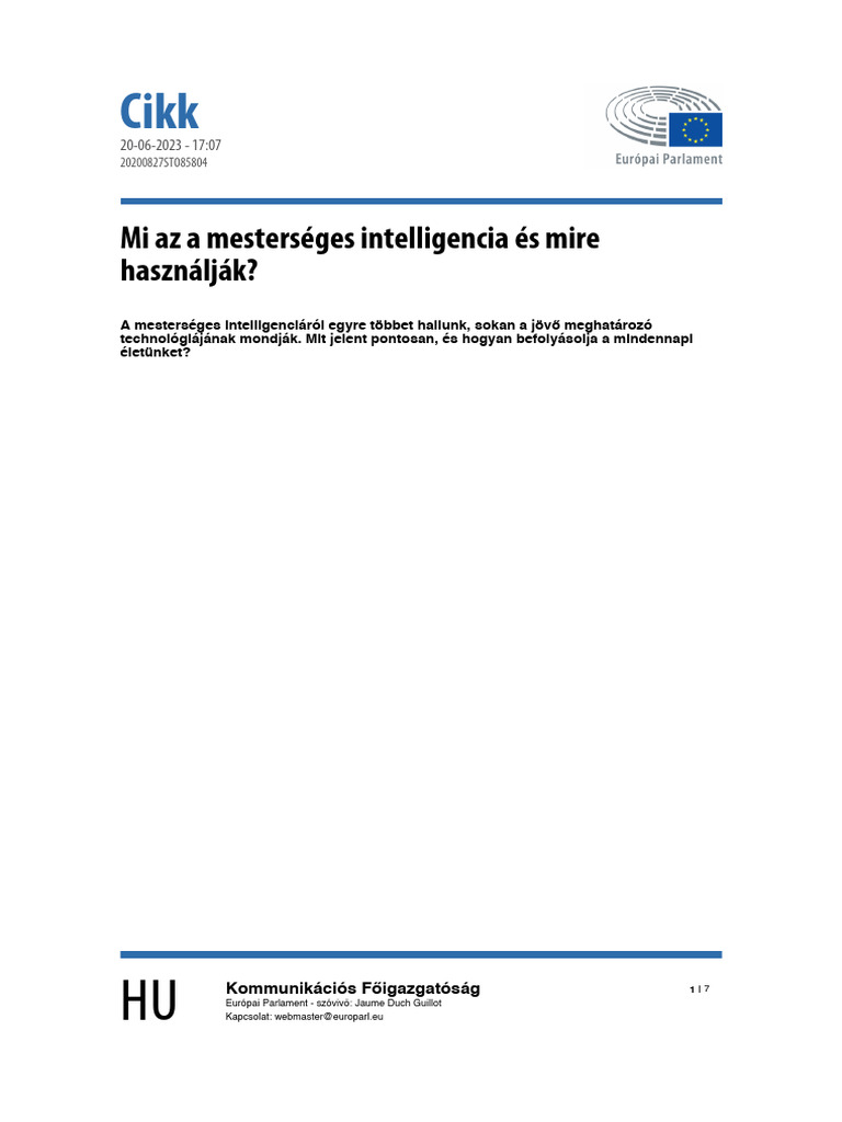 Mi Az A Mesteséges Intelligencia? | PDF