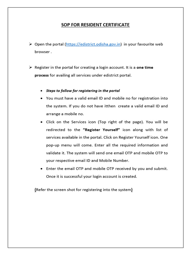 Resident Certificate Sop | PDF