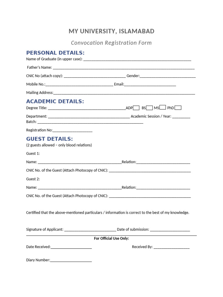 Convocation Registration Form | PDF
