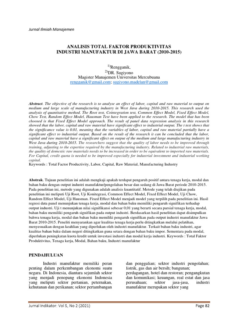 Analisis Total Faktor Produktivitas Indu 22f01c39 | PDF