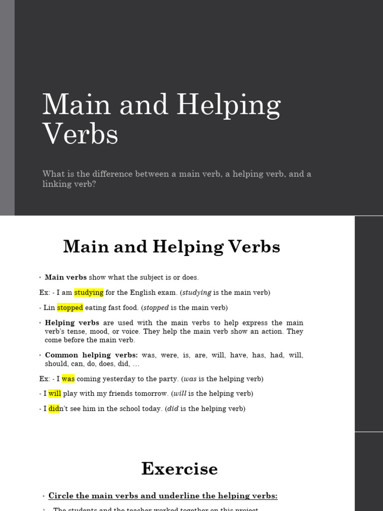 Main and Helping Verbs | PDF