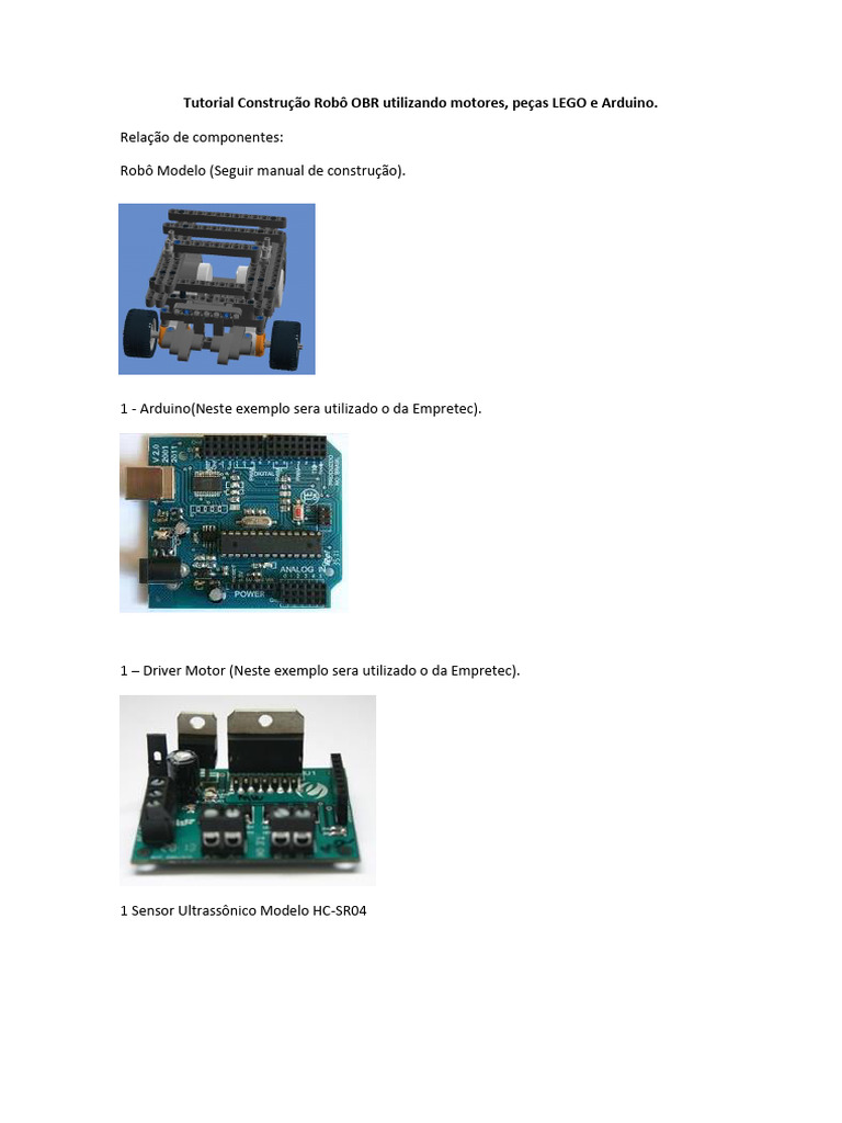 Tutorial Construção Robô OBR Utilizando Motores | PDF | Arduino