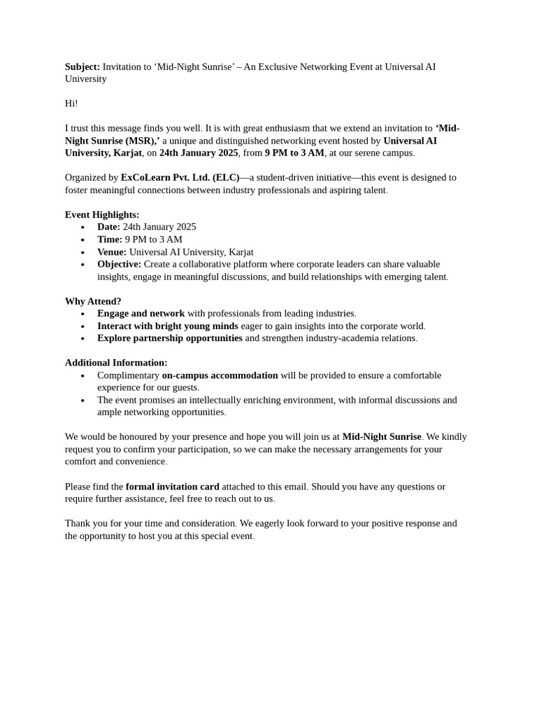 Formal Mail Invitation - MSR | PDF