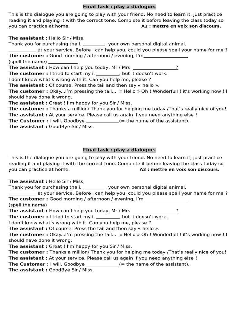 Final Task Play The Dialogue | PDF